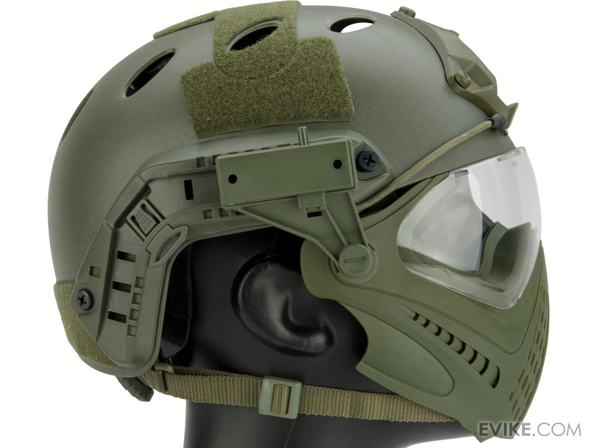 Piloteer Tactical Bump Style Helmet with Removable Integrated Full Face ...