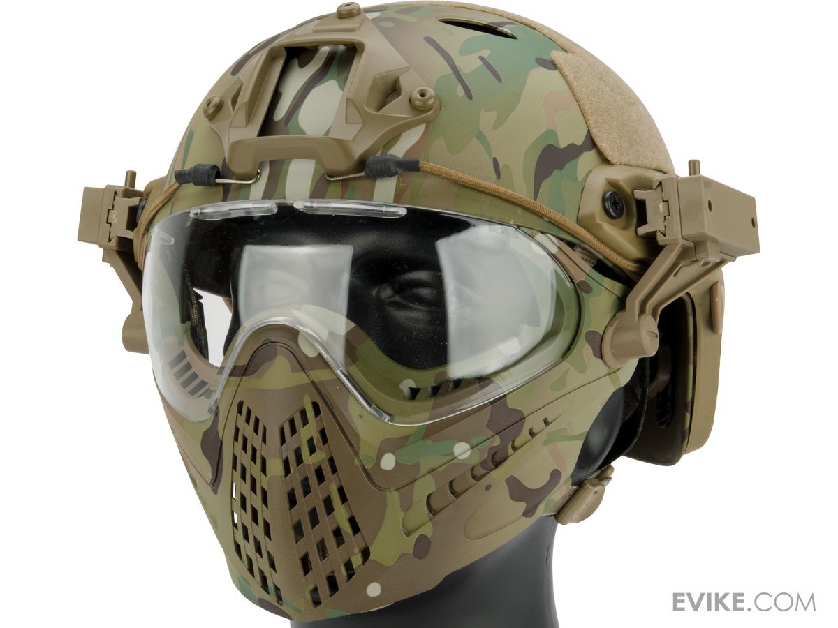 Piloteer Tactical Bump Style Helmet with Removable Integrated Full Face ...