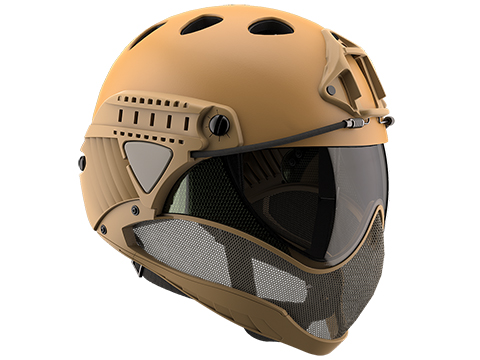 WARQ Full Face Protection Helmet System (Color: Tan-Evike / Clear Lens ...